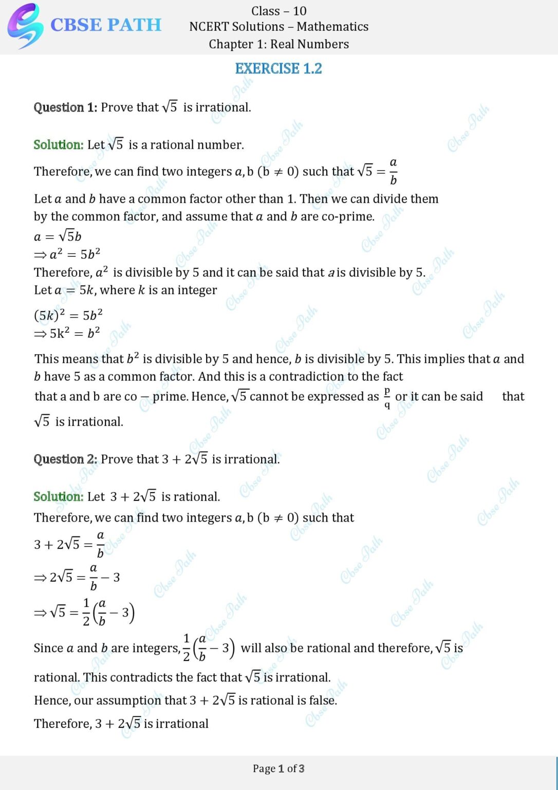 NCERT Solutions for Class 10 Maths Exercise 1.2 Real Numbers (2024-25) - CBSE Path