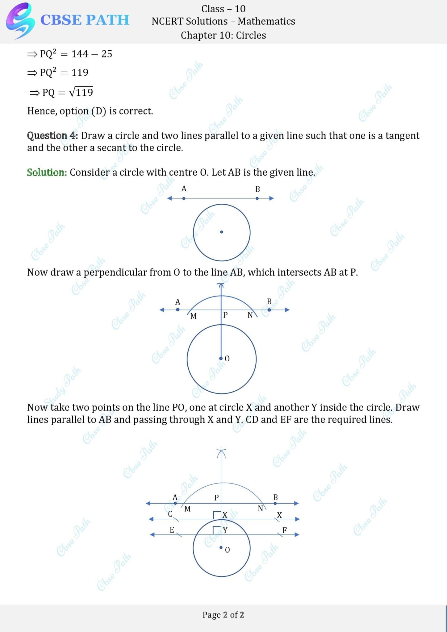 NCERT Solutions for Class 10 Maths Exercise 10.1 Circles (2024-25 ...