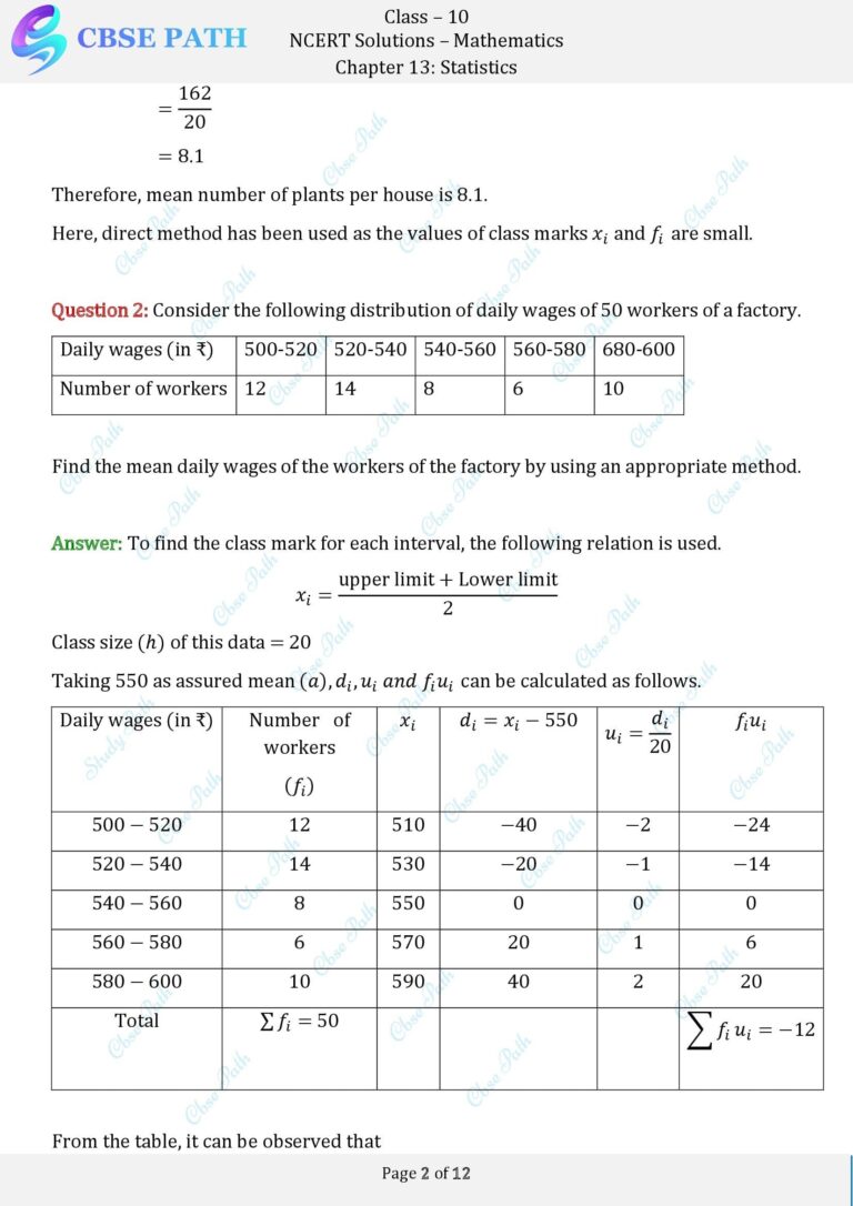 NCERT Solutions for Class 10 Maths Exercise 13.1 Statistics (2024-25) - CBSE Path