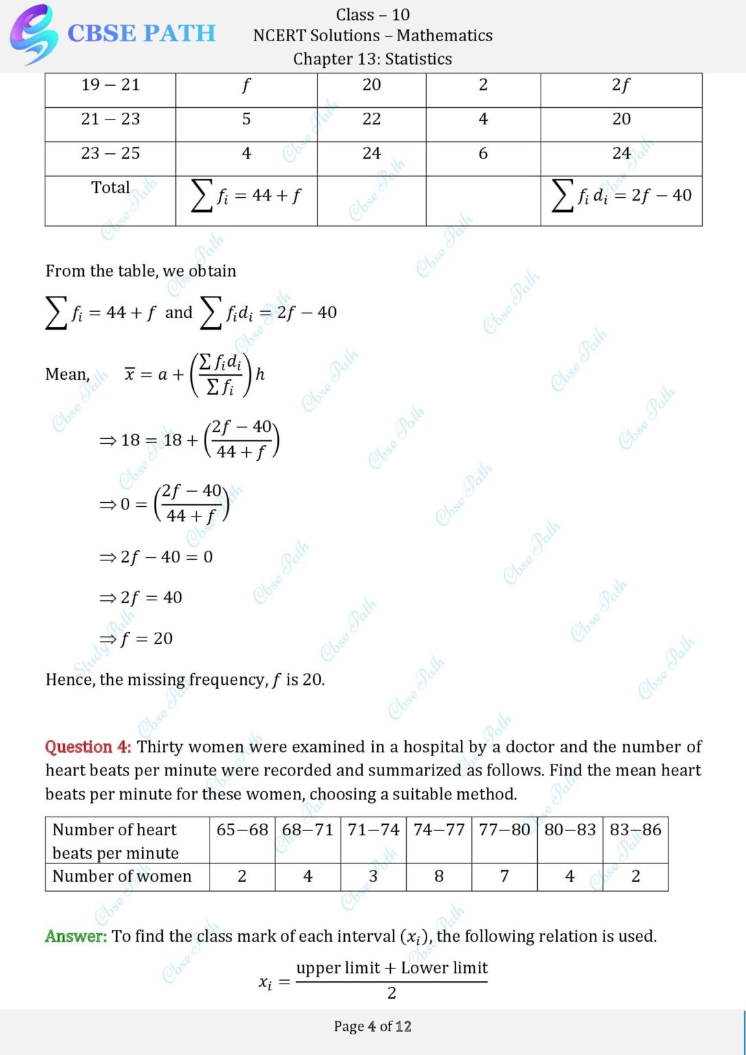 NCERT Solutions for Class 10 Maths Exercise 13.1 Statistics (2024-25 ...