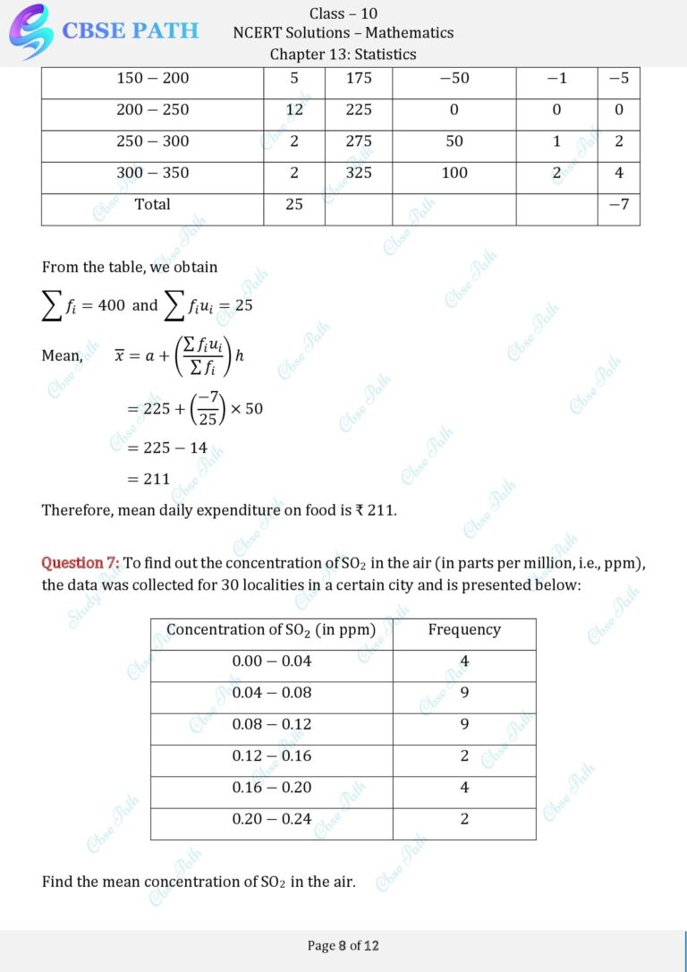 NCERT Solutions for Class 10 Maths Exercise 13.1 Statistics (2024-25 ...