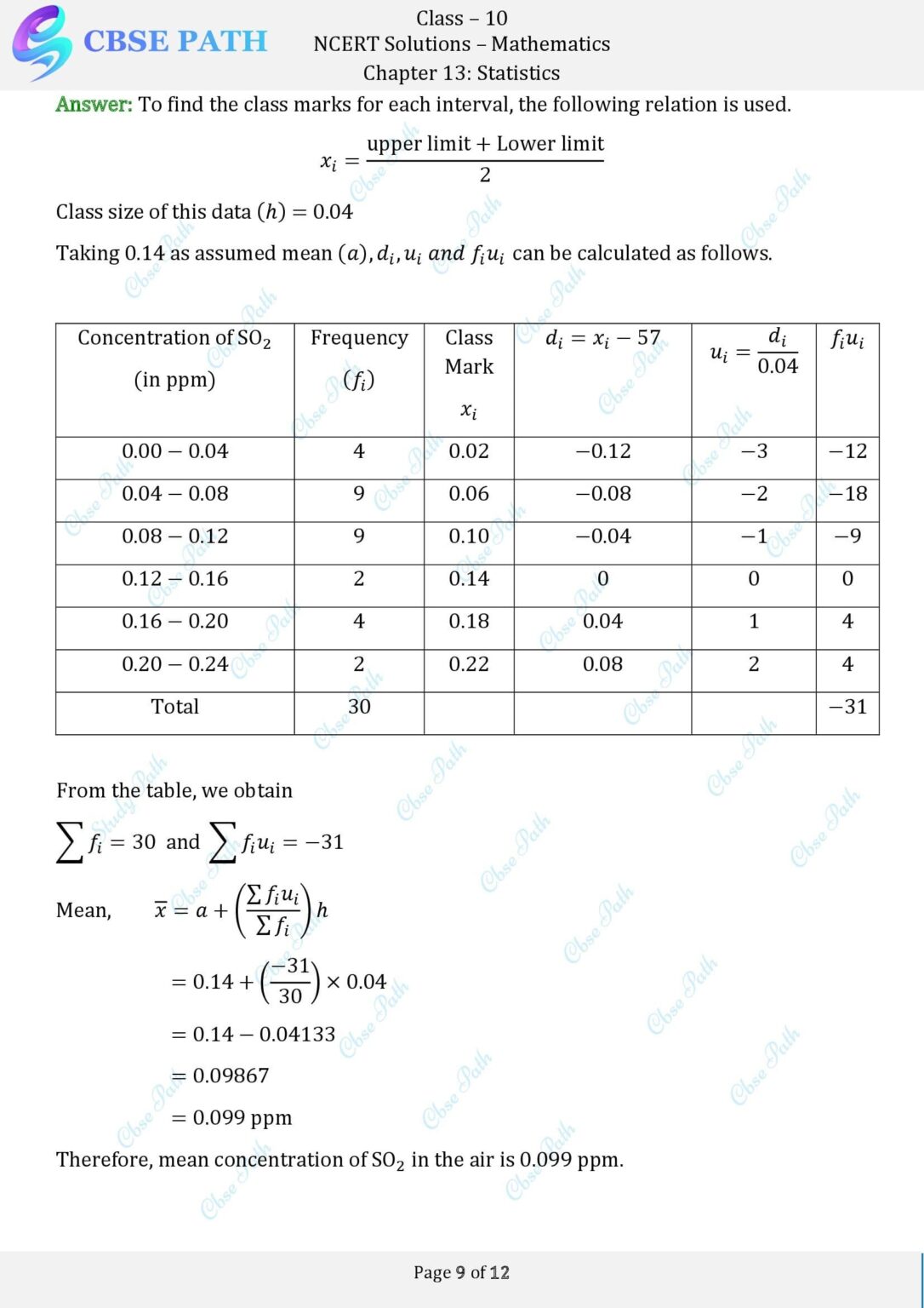 NCERT Solutions for Class 10 Maths Exercise 13.1 Statistics (2024-25 ...