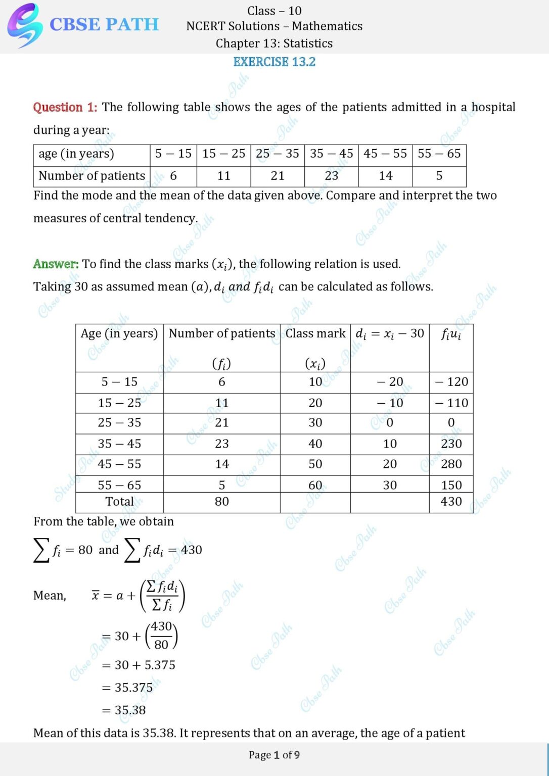 NCERT Solutions for Class 10 Maths Exercise 13.2 Statistics (2024-25) - CBSE Path