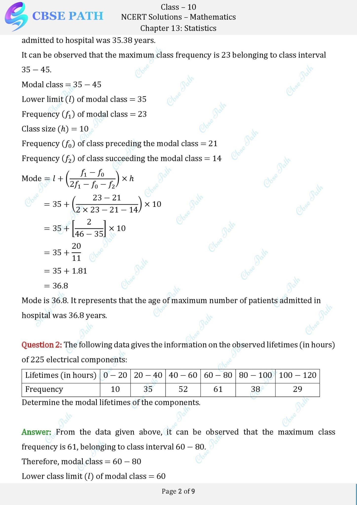 NCERT Solutions for Class 10 Maths Exercise 13.2 Statistics (2024-25) - CBSE Path
