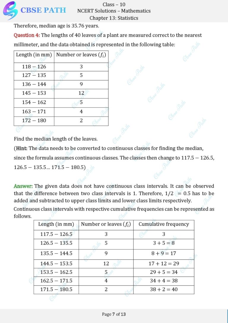 NCERT Solutions for Class 10 Maths Exercise 13.3 Statistics (2024-25) - CBSE Path