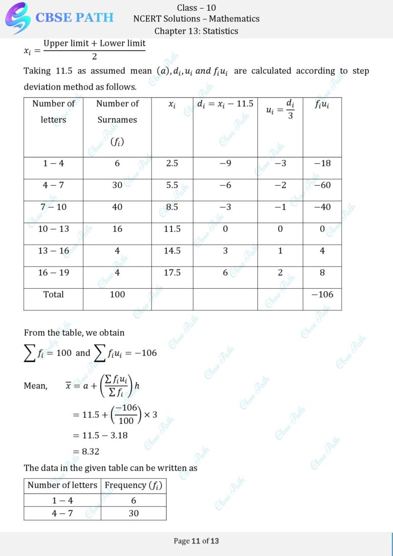 NCERT Solutions for Class 10 Maths Exercise 13.3 Statistics (2024-25 ...