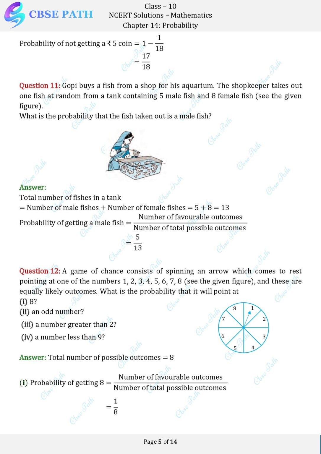 NCERT Solutions for Class 10 Maths Chapter 14 Probability (2024-25 ...