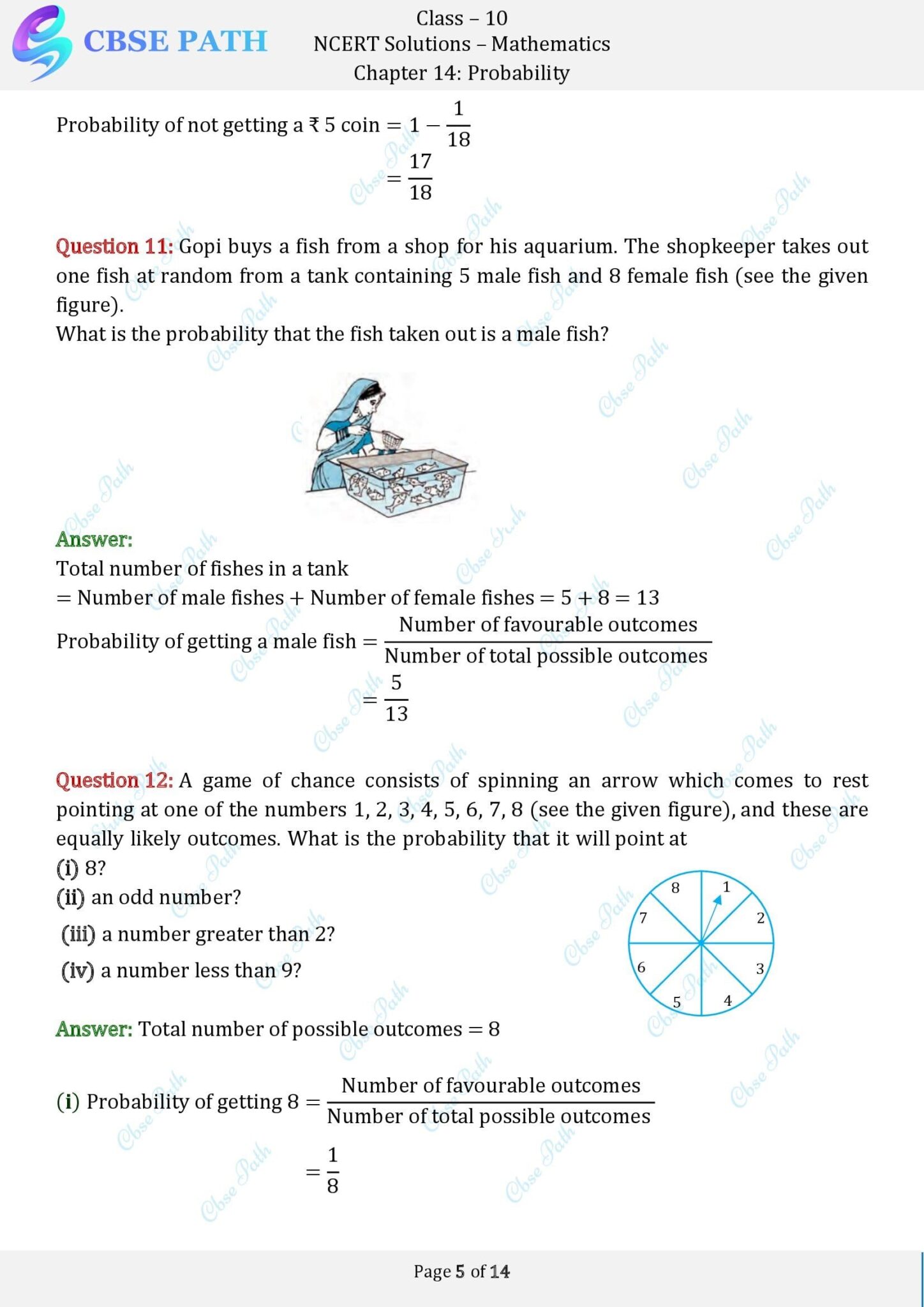 NCERT Solutions for Class 10 Maths Chapter 14 Probability (2024-25 ...