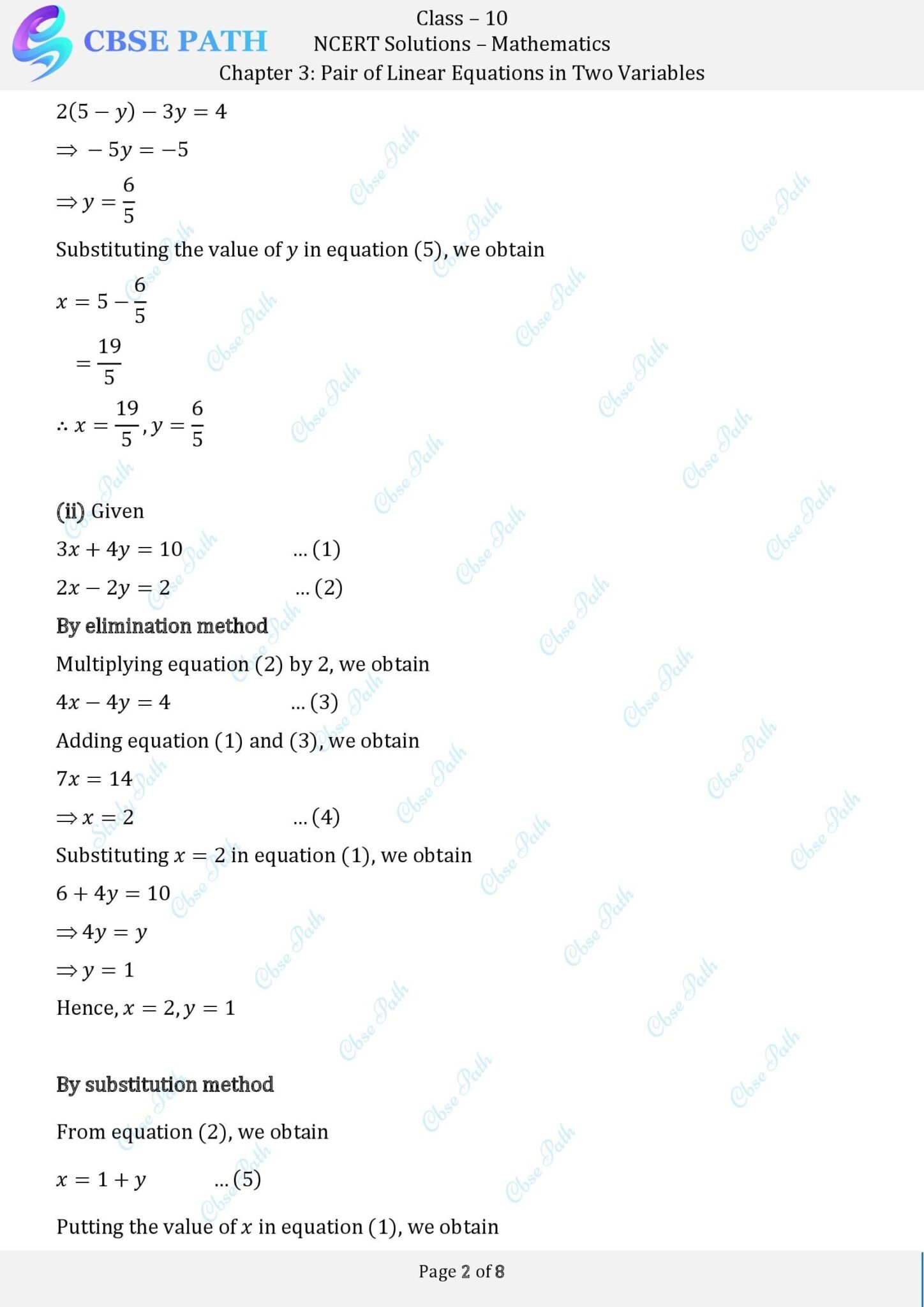 NCERT Solutions for Class 10 Maths Exercise 3.3 Pair of Linear Equations in Two Variables - CBSE ...