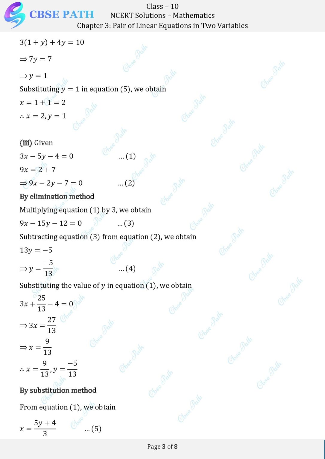 NCERT Solutions for Class 10 Maths Exercise 3.3 Pair of Linear Equations in Two Variables - CBSE ...