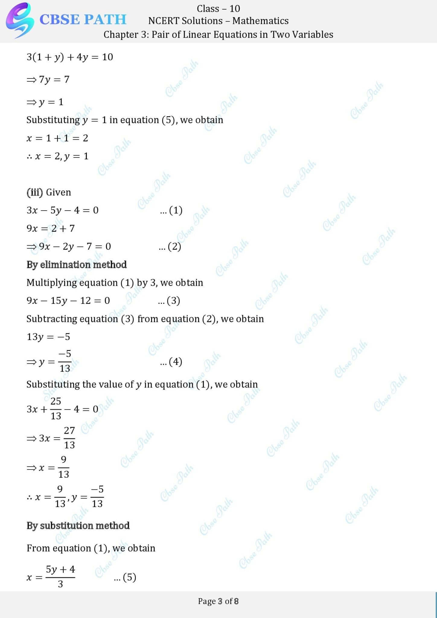 NCERT Solutions for Class 10 Maths Exercise 3.3 Pair of Linear Equations in Two Variables - CBSE ...