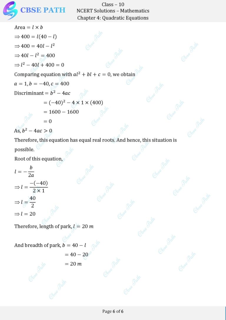 NCERT Solutions for Class 10 Maths Exercise 4.3 Quadratic Equations ...