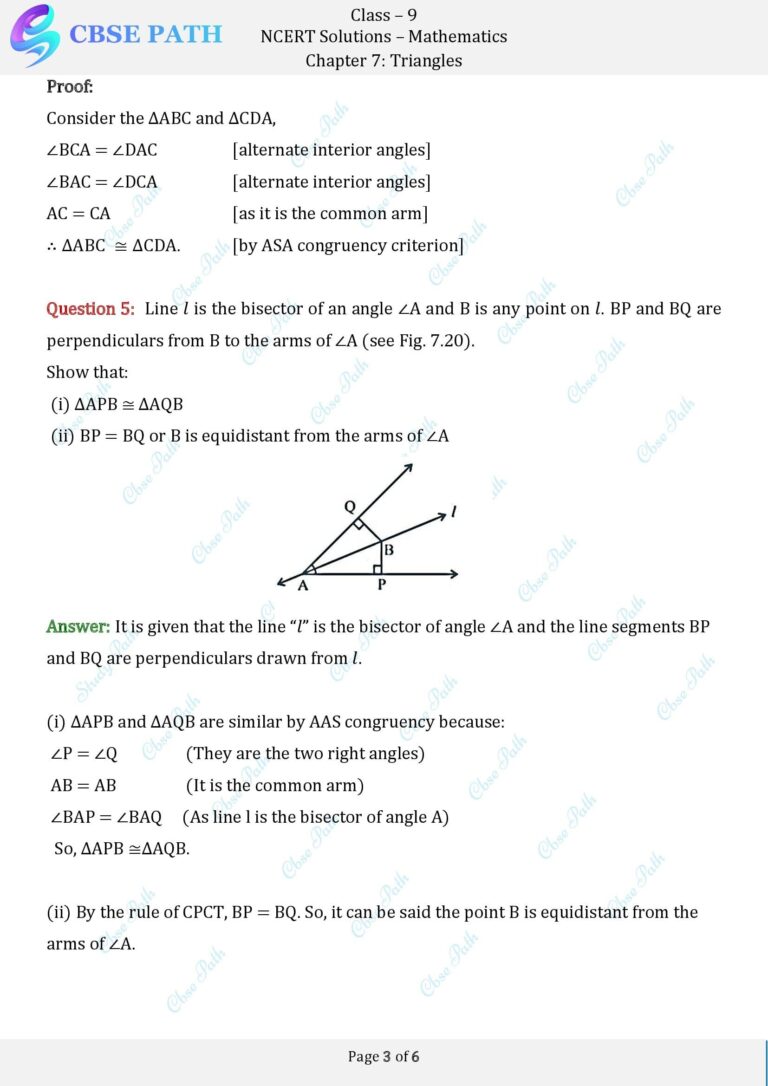 NCERT Solutions for Class 9 Maths Exercise 7.1 Triangles (2024-25 ...