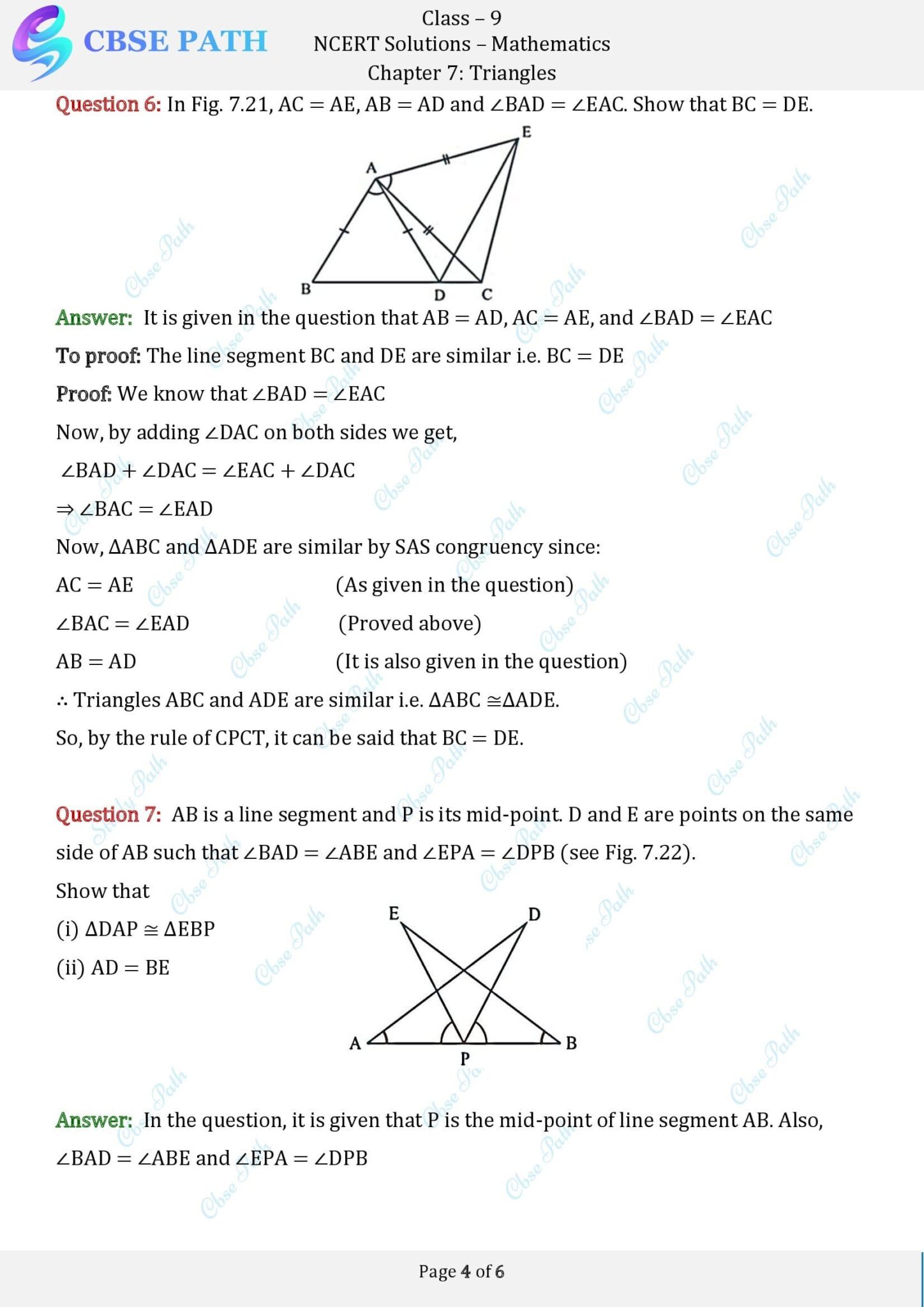 NCERT Solutions for Class 9 Maths Exercise 7.1 Triangles (2024-25 ...