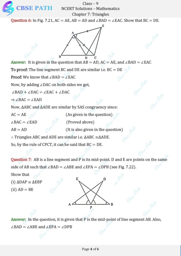 NCERT Solutions for Class 9 Maths Exercise 7.1 Triangles (2024-25) - CBSE Path