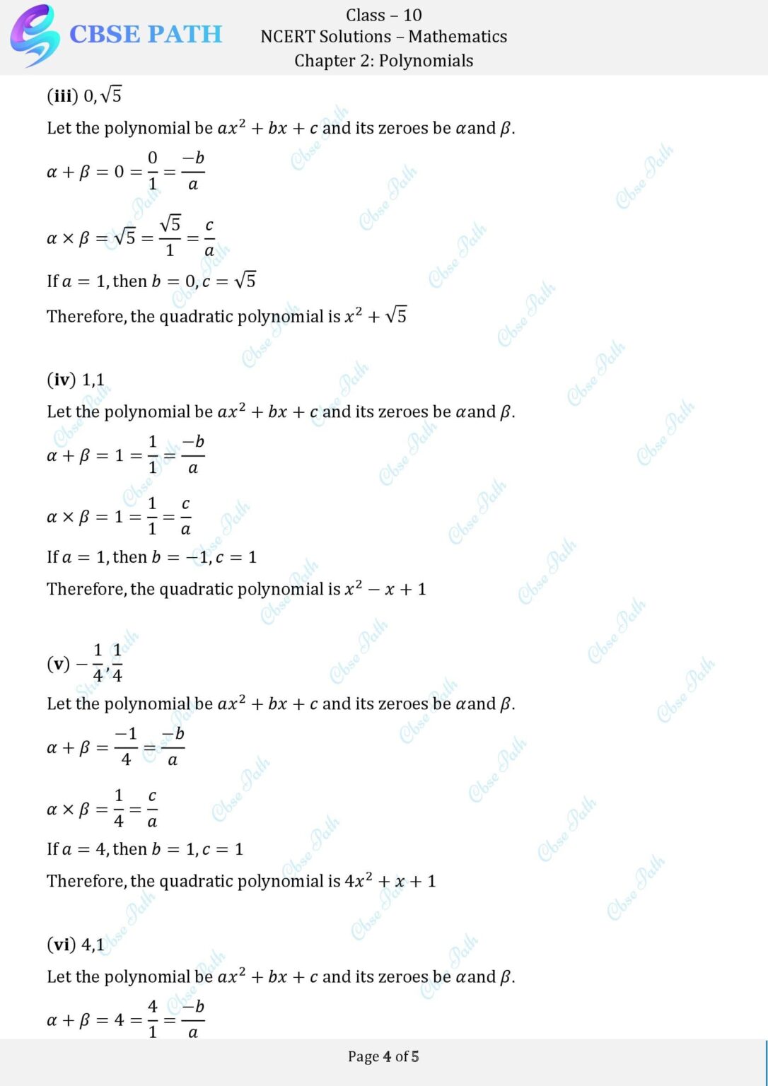NCERT Solutions for Class 10 Maths Exercise 2.2 Polynomials (2024-25 ...