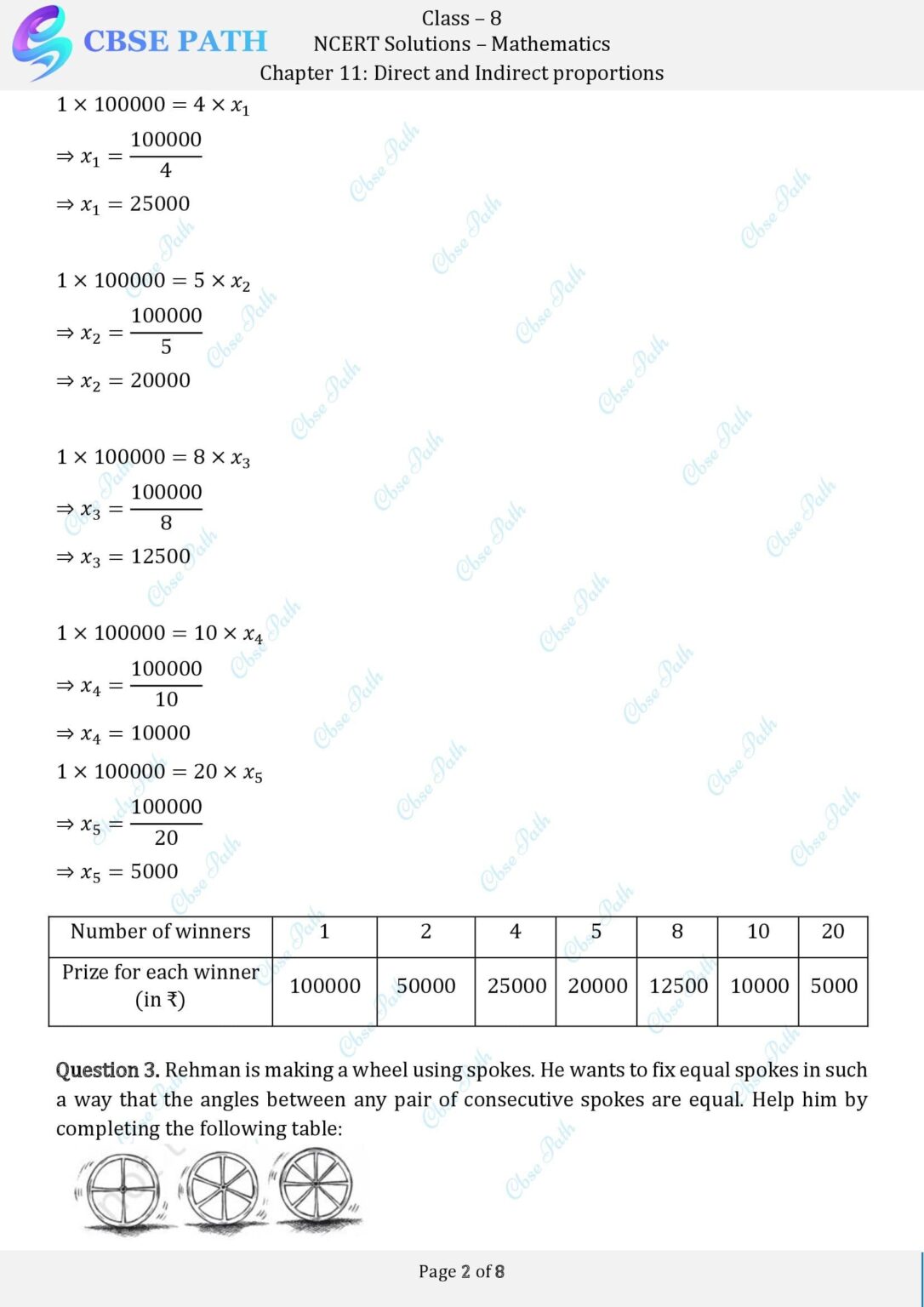 NCERT Solutions for Class 8 Maths Exercise 11.2 Direct and Inverse ...