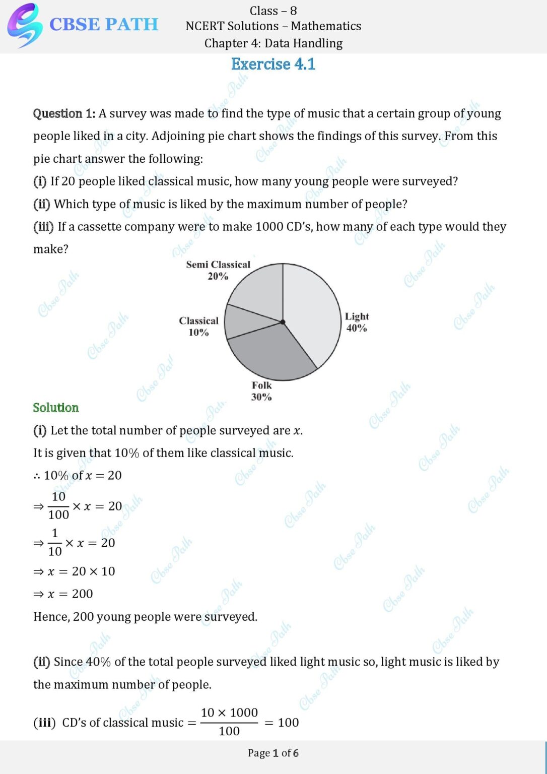 NCERT Solutions for Class 8 Maths Exercise 4.1 Data Handling (2024-25) - CBSE Path