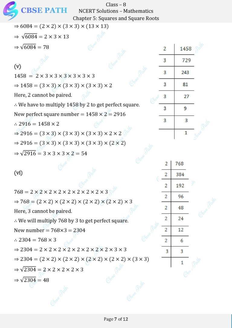 NCERT Solutions for Class 8 Maths Exercise 5.3 Squares and Square Roots ...