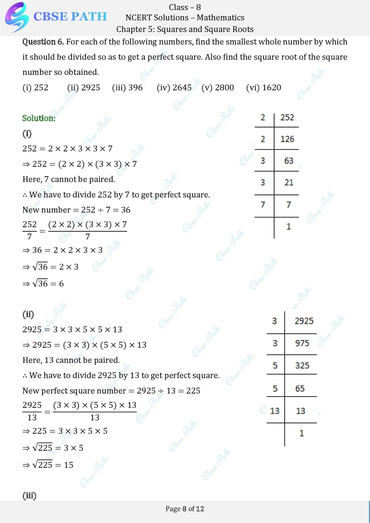NCERT Solutions for Class 8 Maths Exercise 5.3 Squares and Square Roots ...