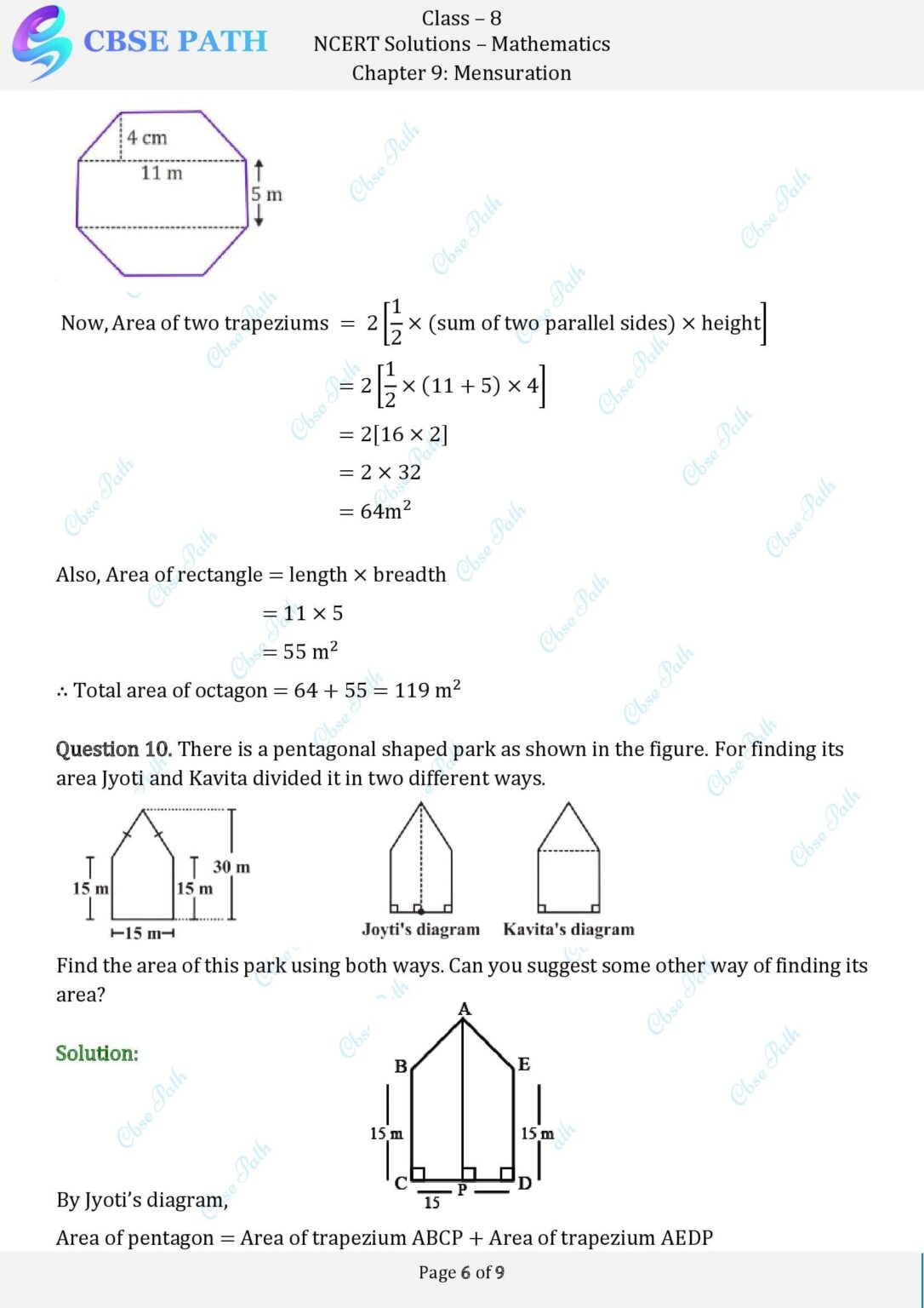 NCERT Solutions for Class 8 Maths Exercise 9.1 Mensuration (2024-25) - CBSE Path